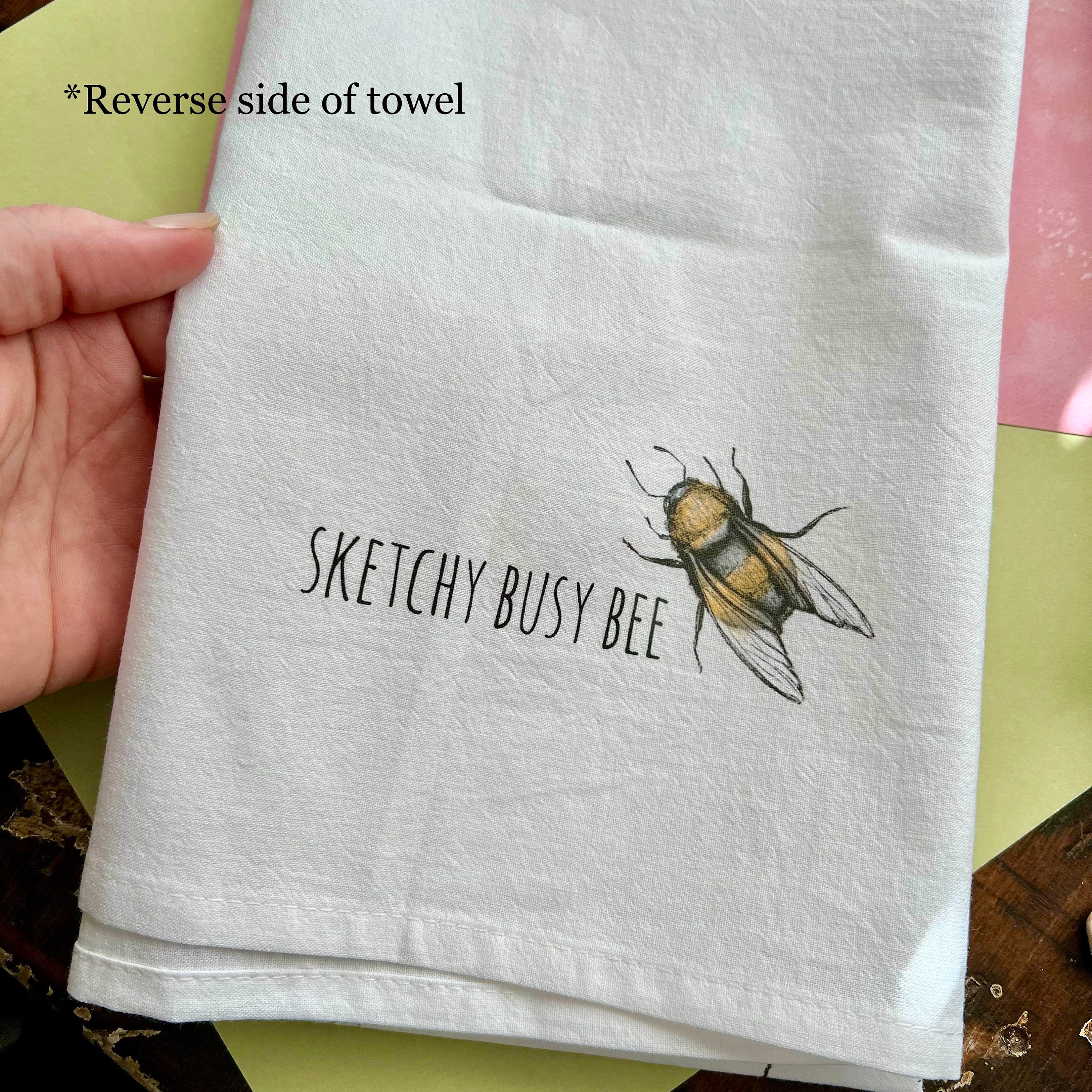 Sketchy Busy Bee Flour Sack Tea Towel | Kitchen Towel | Home Decor ...