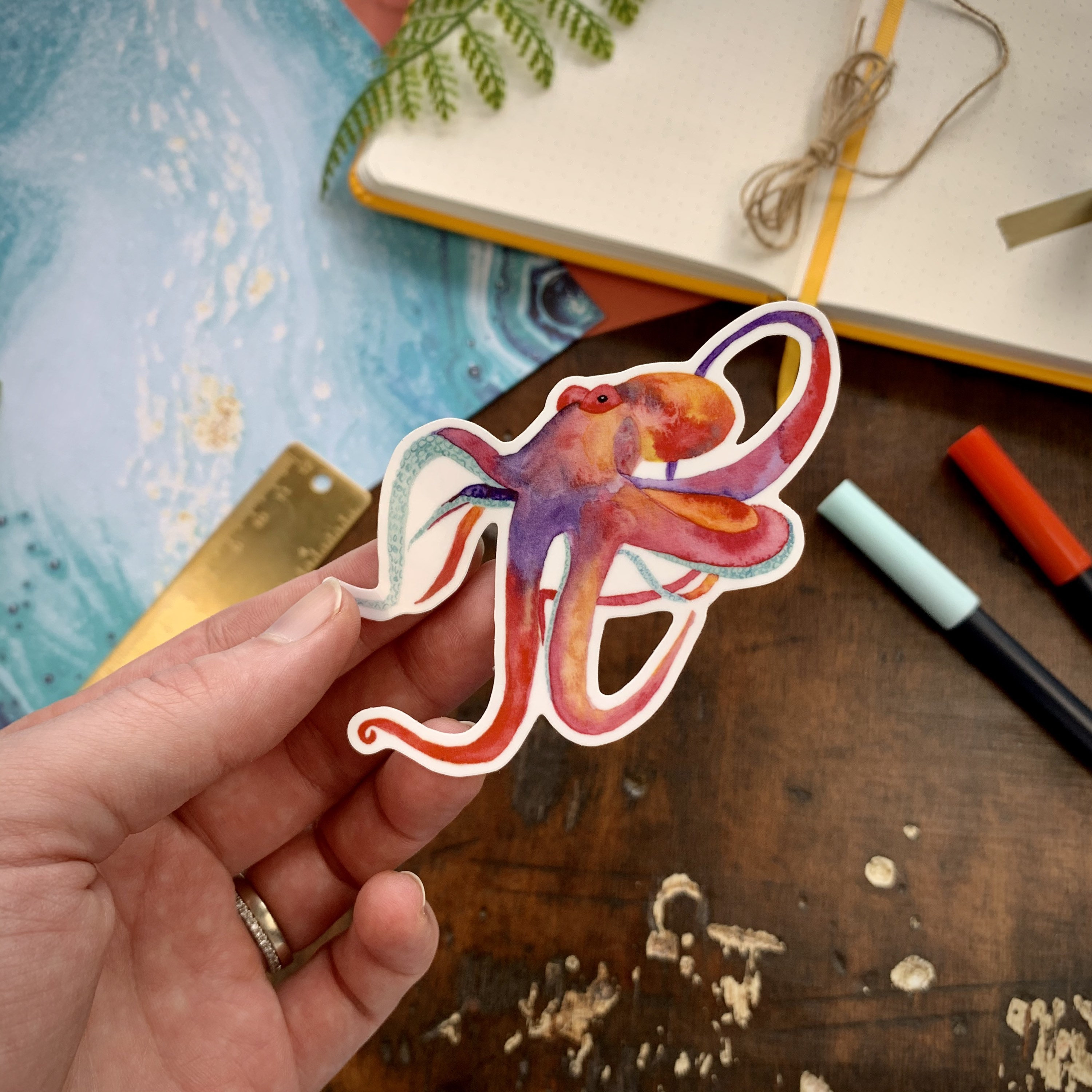 Octopus Vinyl Sticker Laptop Decal Fish Sticker Planner | Etsy