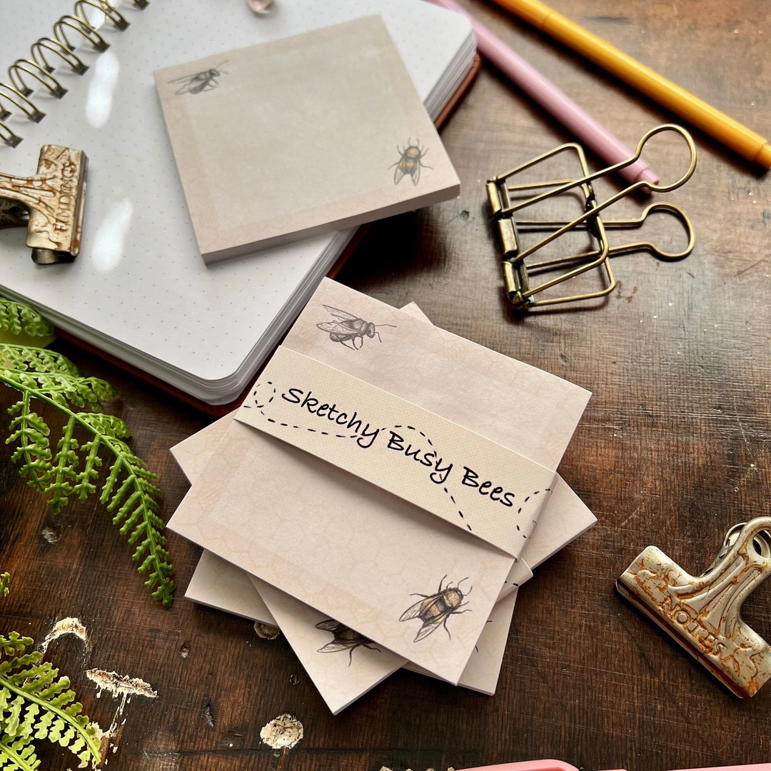 Sketchy Busy Bee Sticky Notes | Office Stationery | Memo Pad | Cute ...