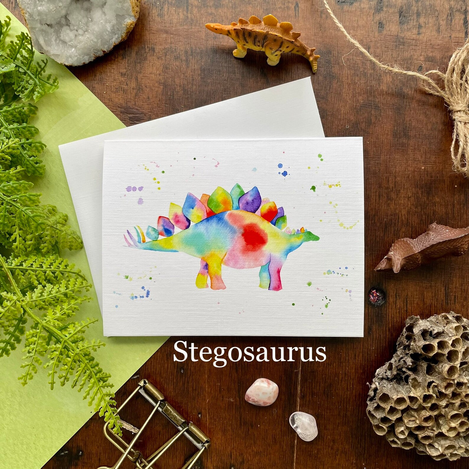Rainbow Dinosaur Watercolor Cards, T Rex, Brachiosaurus, Pterodactyl ...