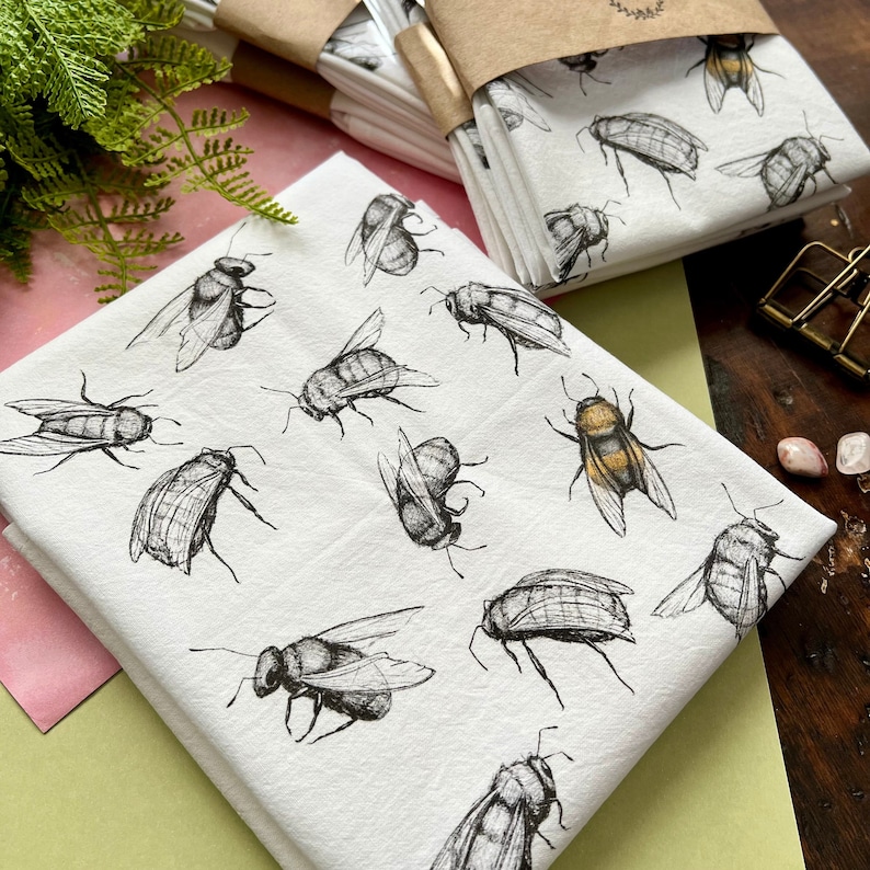 Sketchy Busy Bee Flour Sack Tea Towel | Kitchen Towel | Home Decor ...