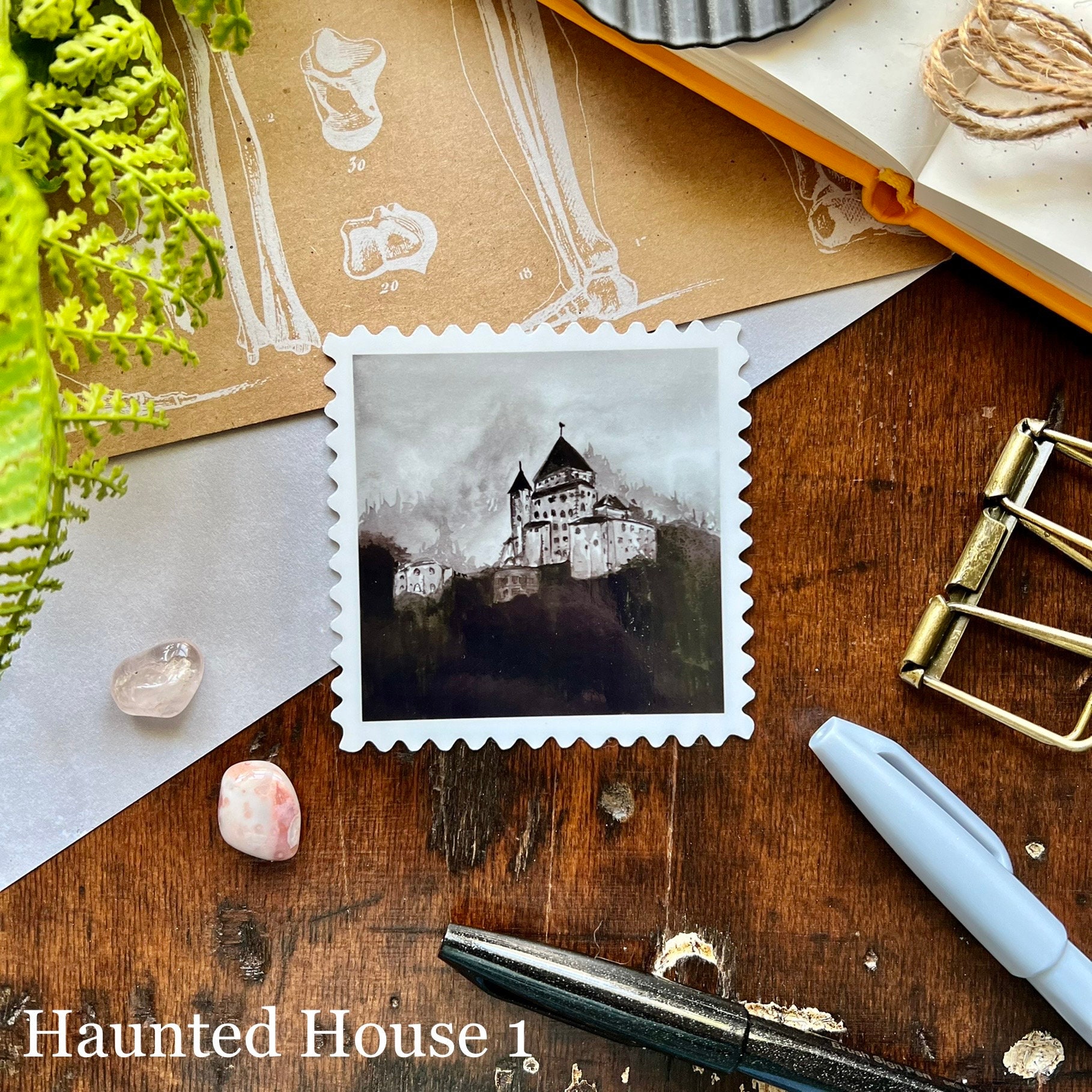 Haunted House Stamp Vinyl Sticker Ghost Halloween Spooky - Etsy