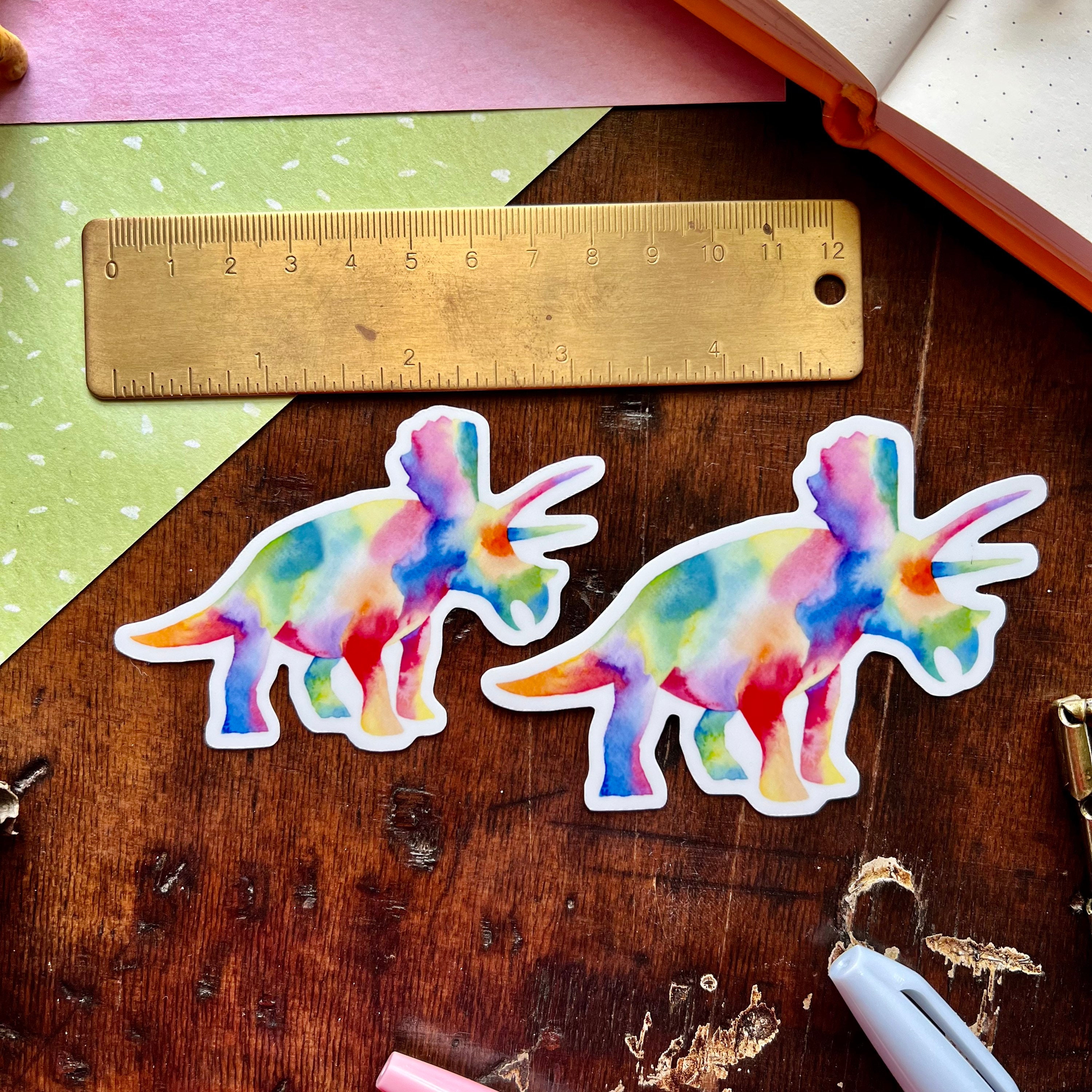 Rainbow Triceratops Dinosaur Vinyl Sticker Triceratops - Etsy