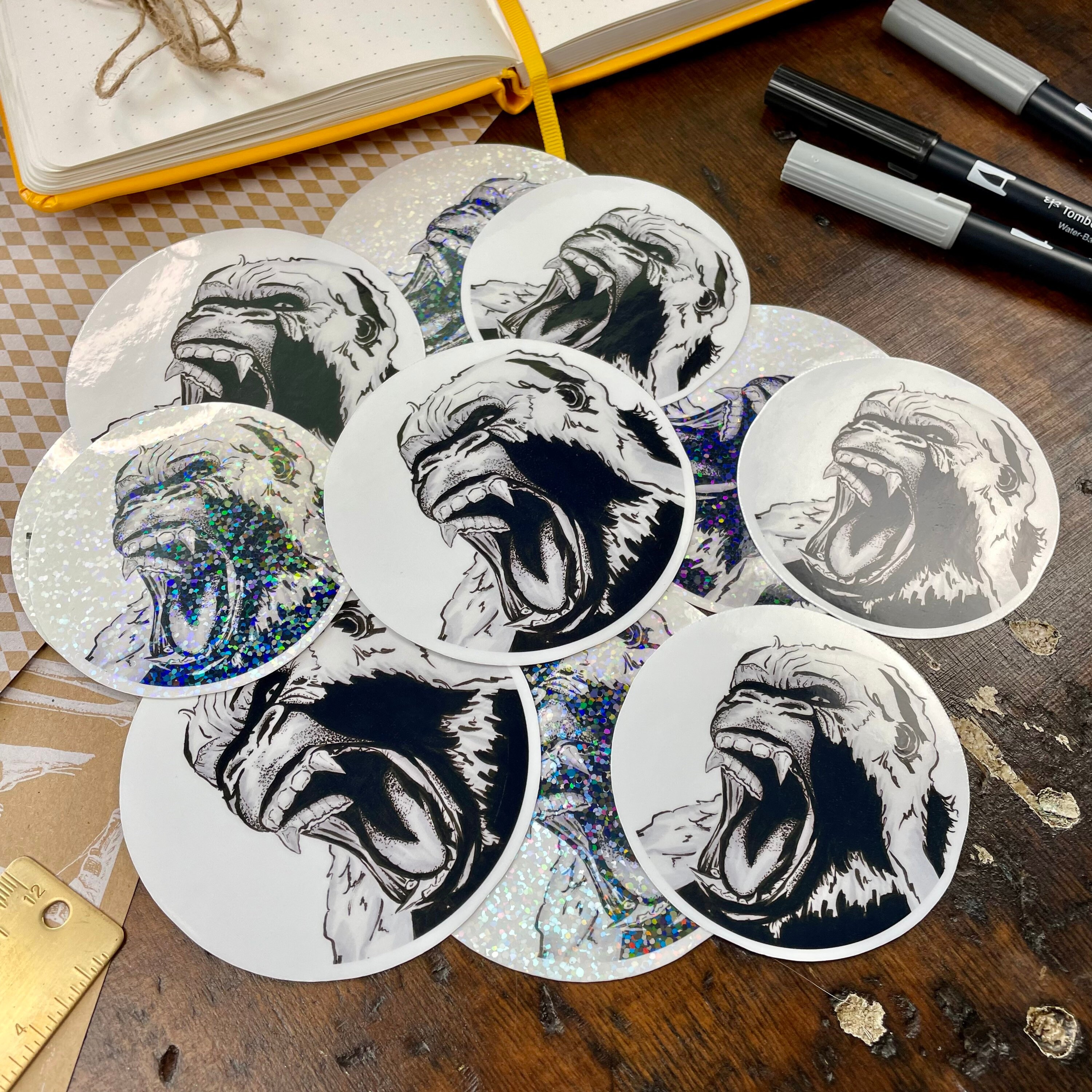 Kong Vinyl Sticker, Holographic, Laptop Decal, Gorilla, Ape, Monkey ...