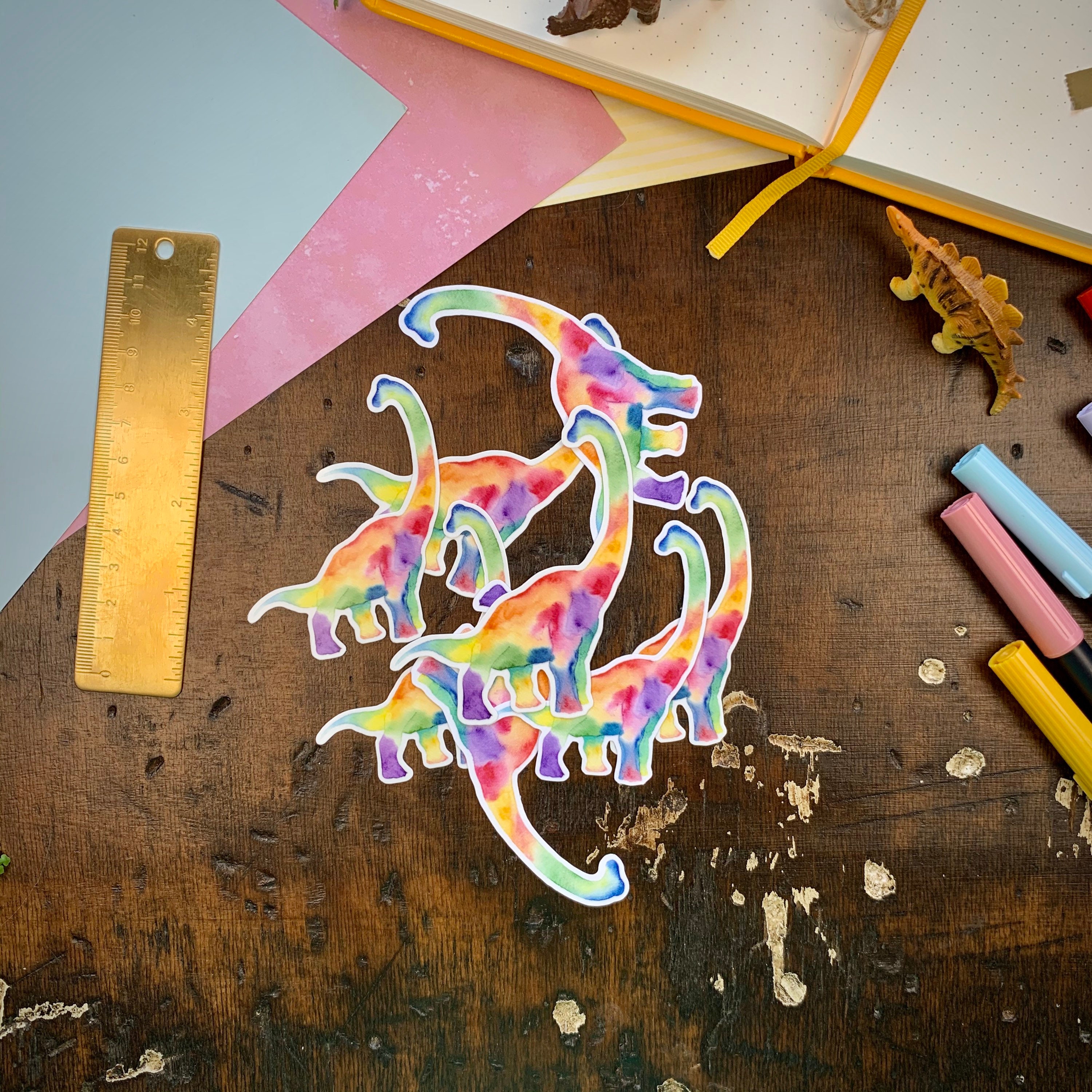 Rainbow Brachiosaurus Dinosaur Vinyl Sticker Brachiosaurus | Etsy