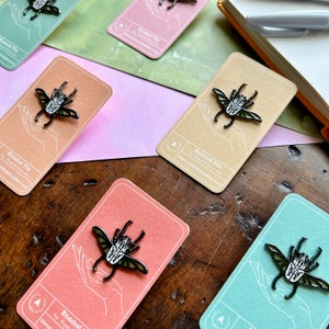 B Grade Goliath Beetle Hard Enamel Pin Stained Glass Transparent Pins ...