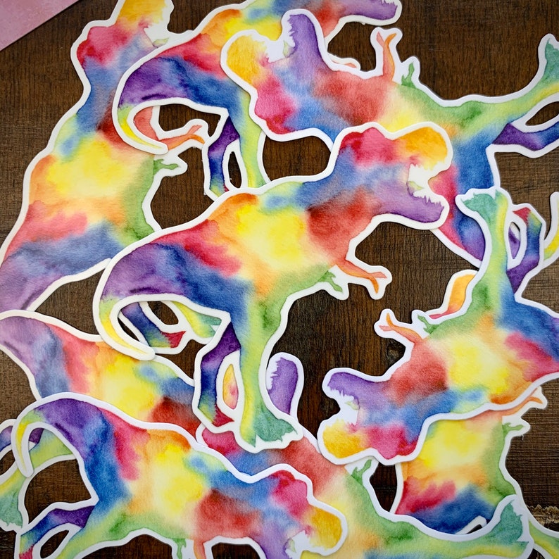 Rainbow T Rex Dinosaur Vinyl Sticker Tyrannosaurus Rex - Etsy