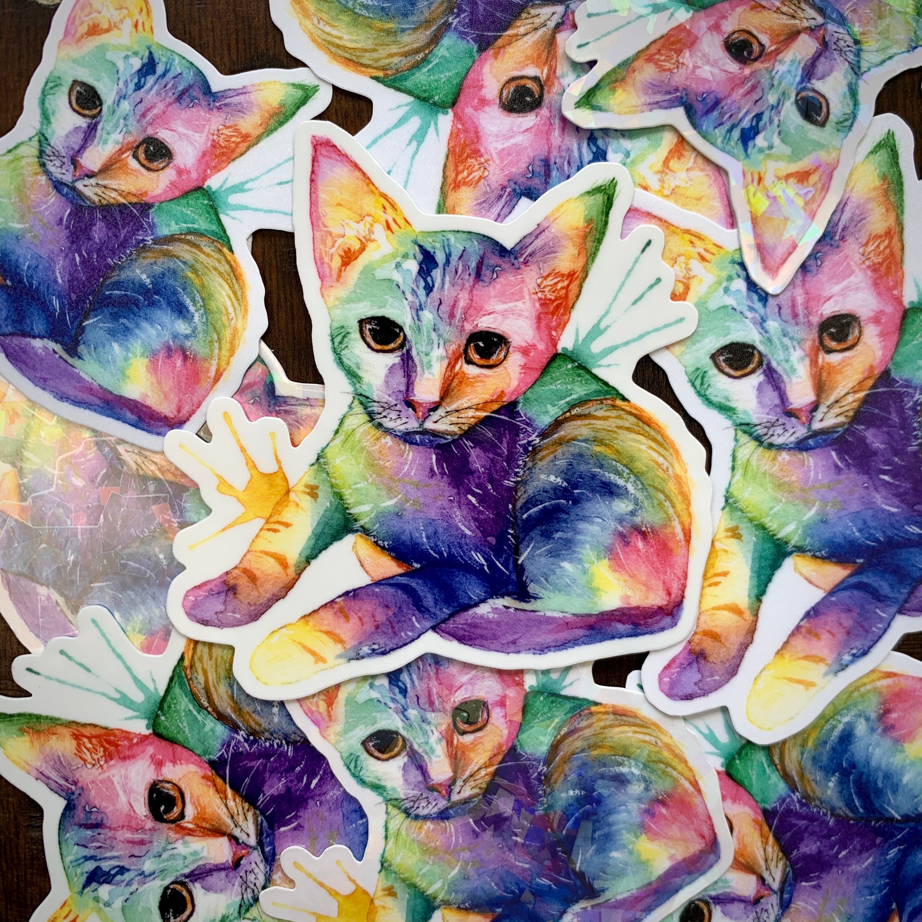 Parmesan the Rainbow Cat Vinyl Sticker Kitten Sticker - Etsy