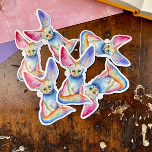 Rainbow Fennec Fox Vinyl Sticker, Fox Sticker, Baby Animal Sticker ...