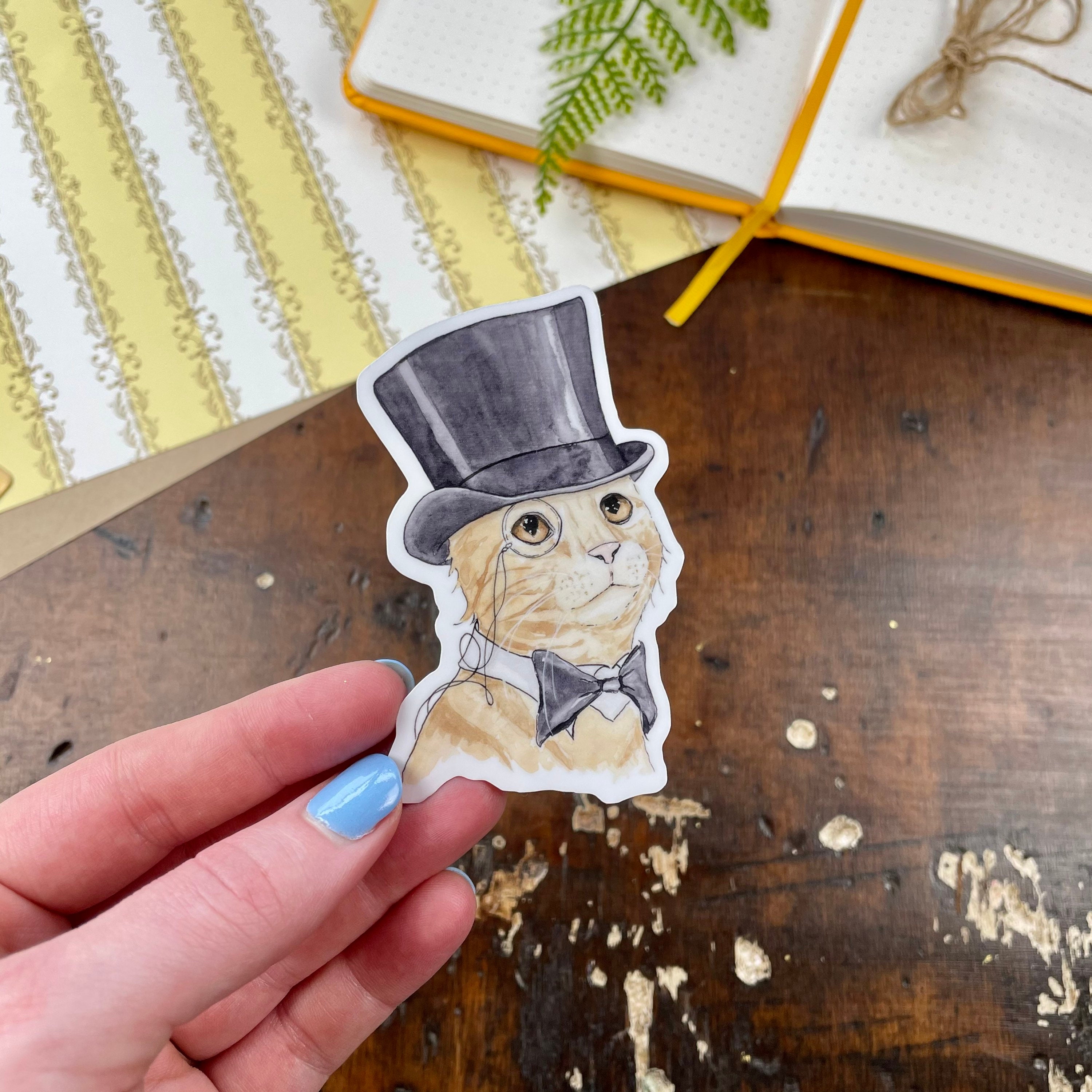 Parmesan the Dapper Cat Vinyl Sticker Gentleman Sticker | Etsy