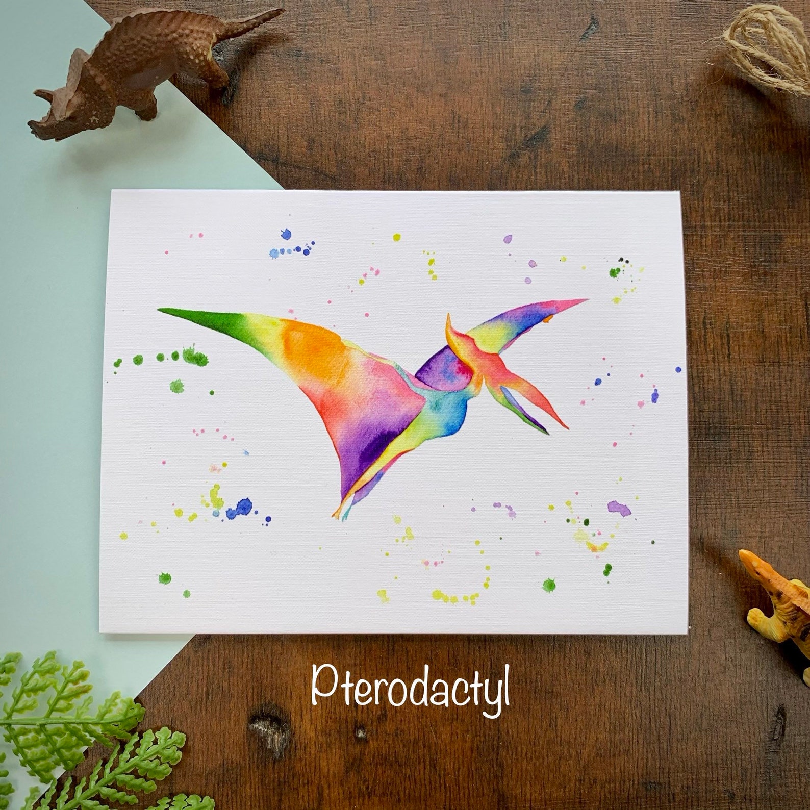 Rainbow Dinosaur Watercolor Cards T Rex Brachiosaurus | Etsy