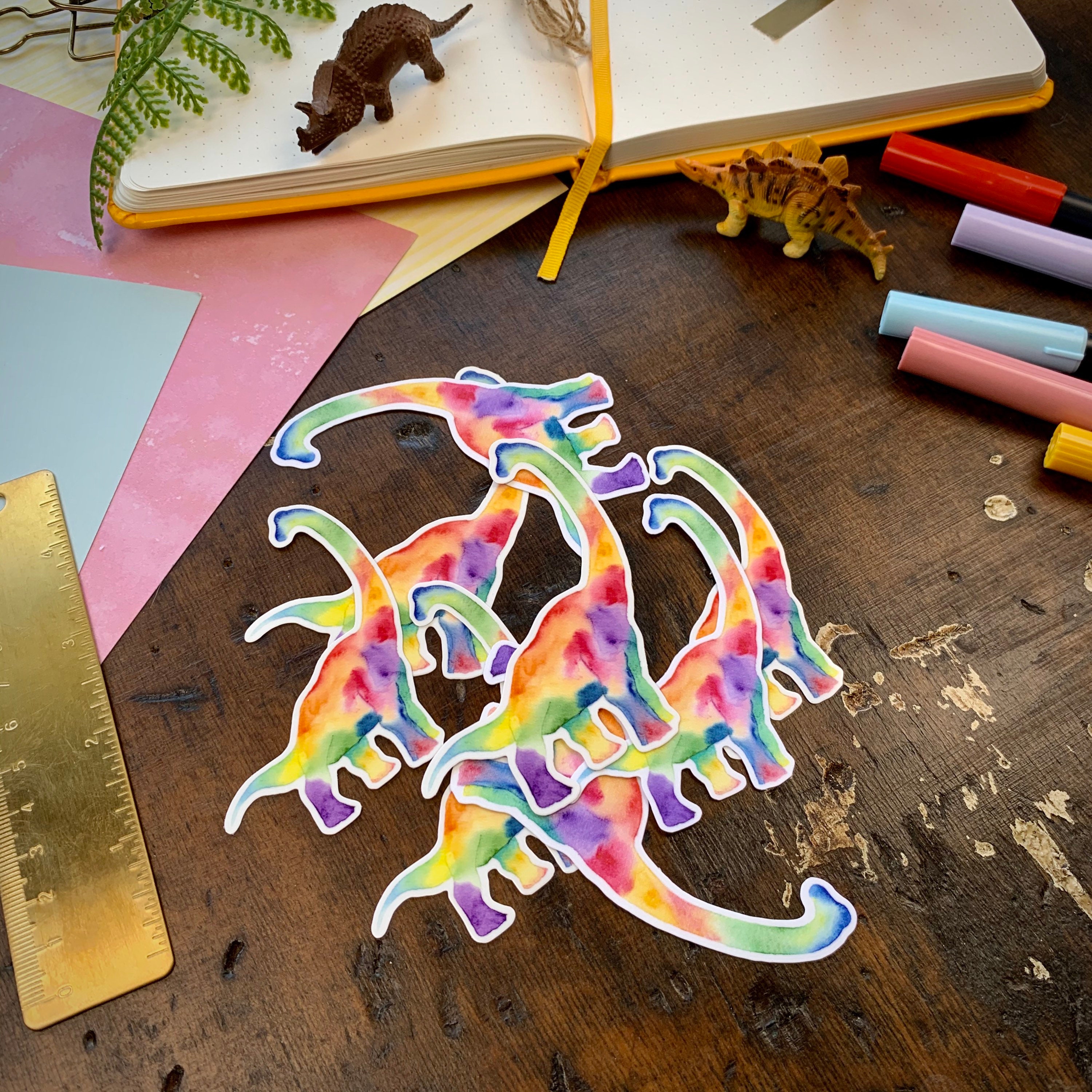 Rainbow Brachiosaurus Dinosaur Vinyl Sticker, Brachiosaurus Sticker ...