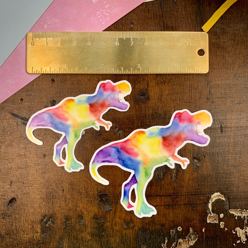 Rainbow T Rex Dinosaur Vinyl Sticker Tyrannosaurus Rex | Etsy