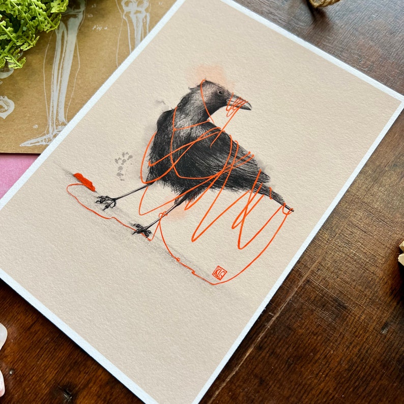 Tangled Crow Art Print | Bird | Illustration | Art | Giclee | Wall ...