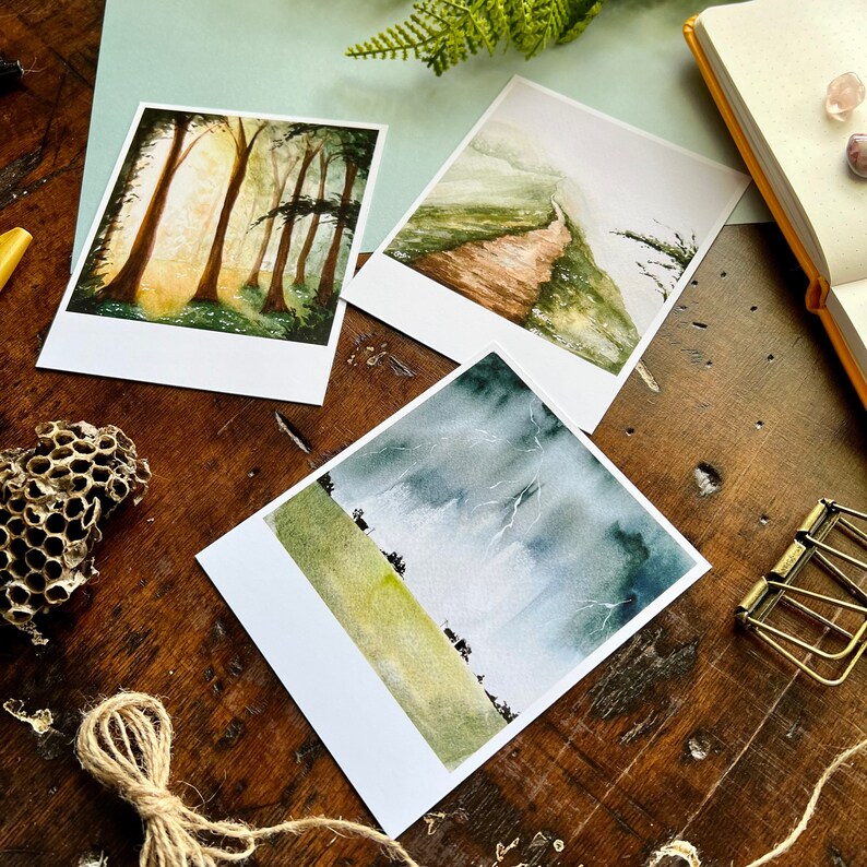 Landscape Polaroid Style Postcard Set Sunrise Forest - Etsy