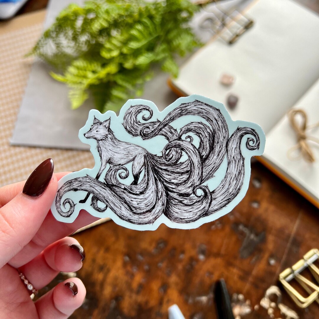 Kitsune Vinyl Sticker | Fox | Yokai | Laptop Decal | Planner Sticker ...