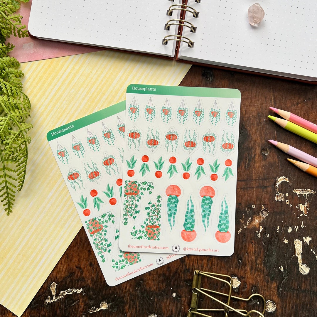 Houseplant Sticker Sheet | Snake Plant | Ivy | Plant Lady | Potted ...
