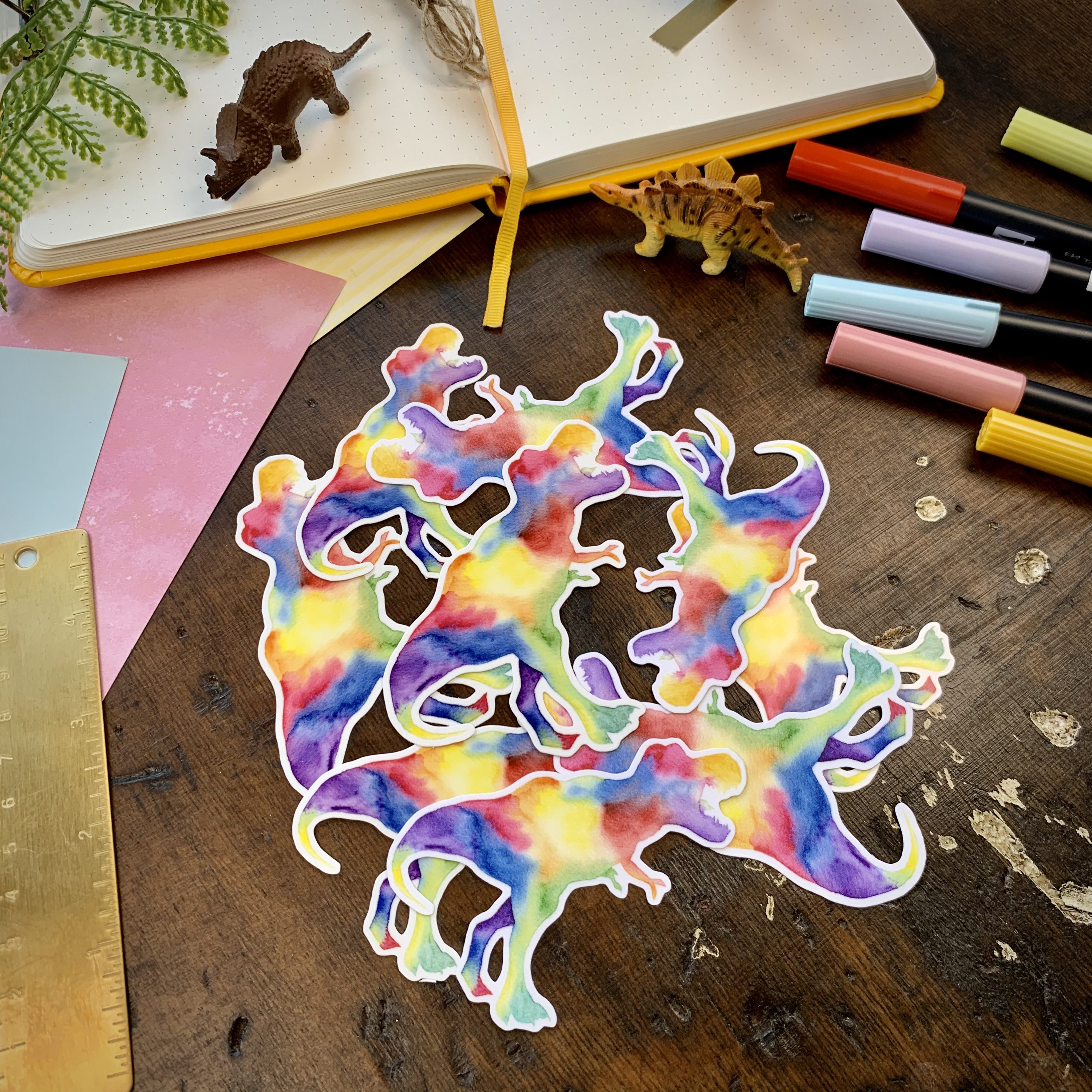 Rainbow T Rex Dinosaur Vinyl Sticker, Tyrannosaurus Rex Sticker, Laptop ...