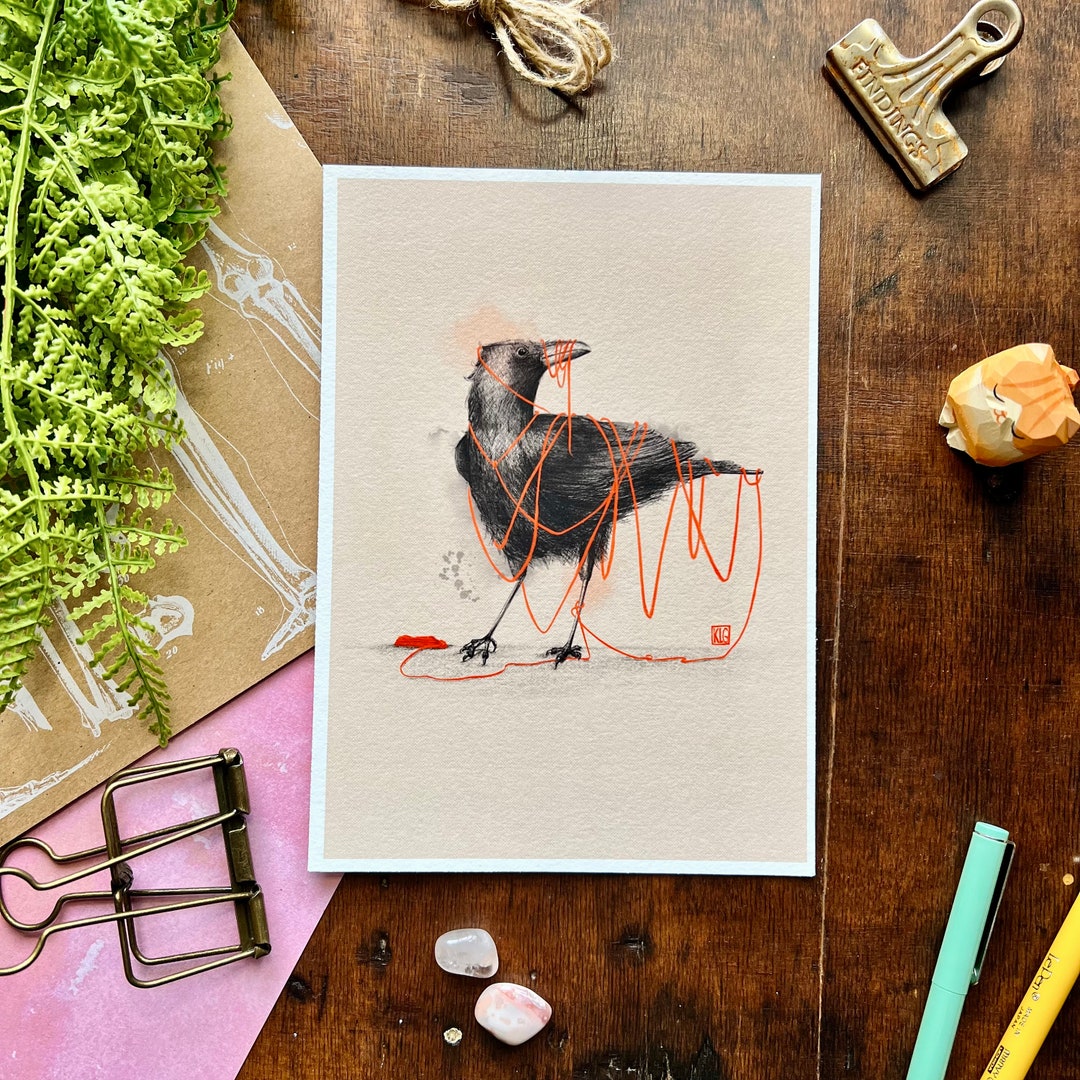 Tangled Crow Art Print | Bird | Illustration | Art | Giclee | Wall ...