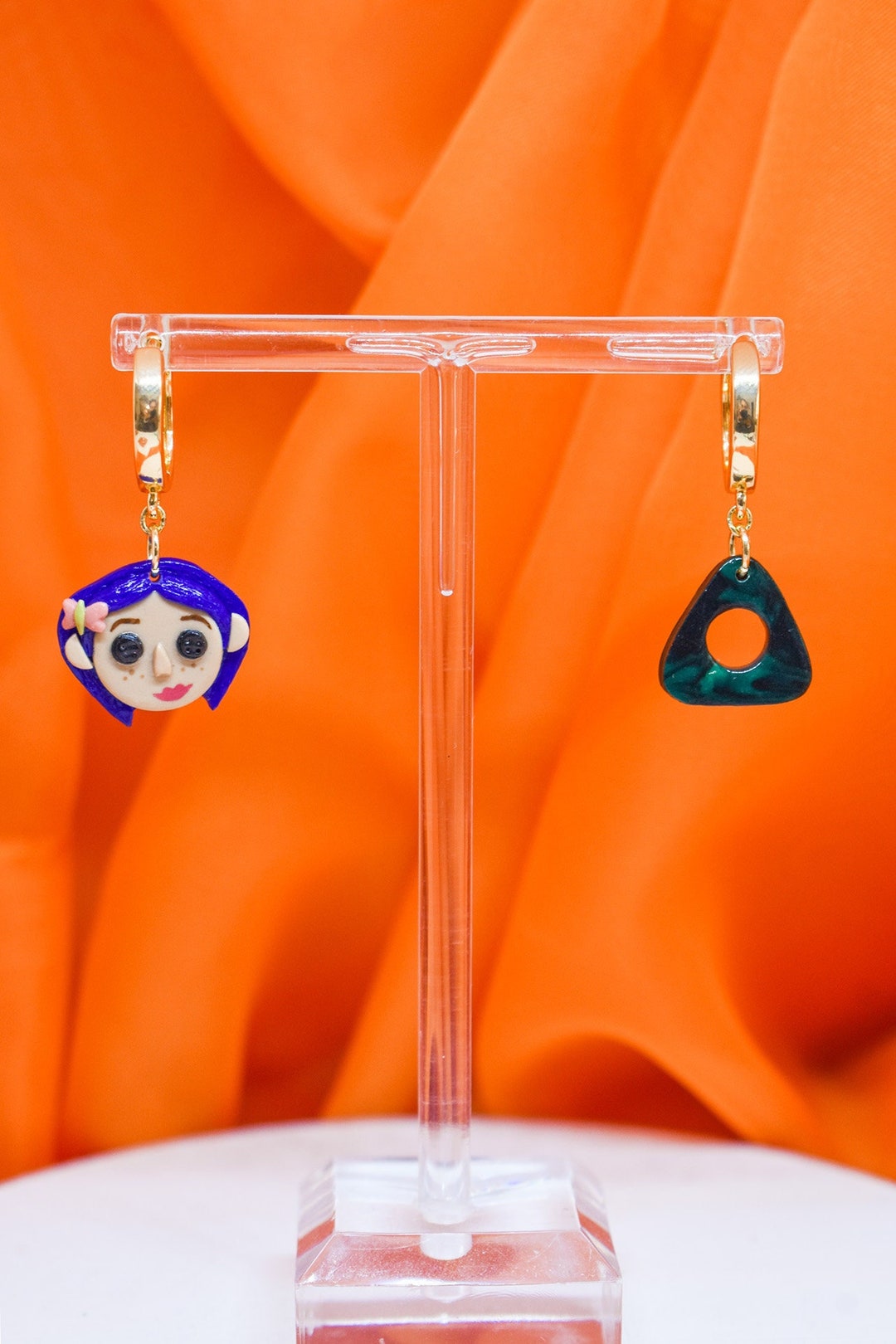 Coraline Doll and Seeing Stone 18K Gold Plated Hoop Earrings - Etsy