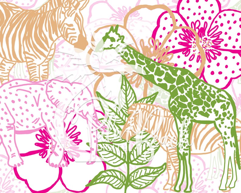 PREPPY JUNGLE ANIMALS. Seamless Digital Paper. Clip Art. | Etsy