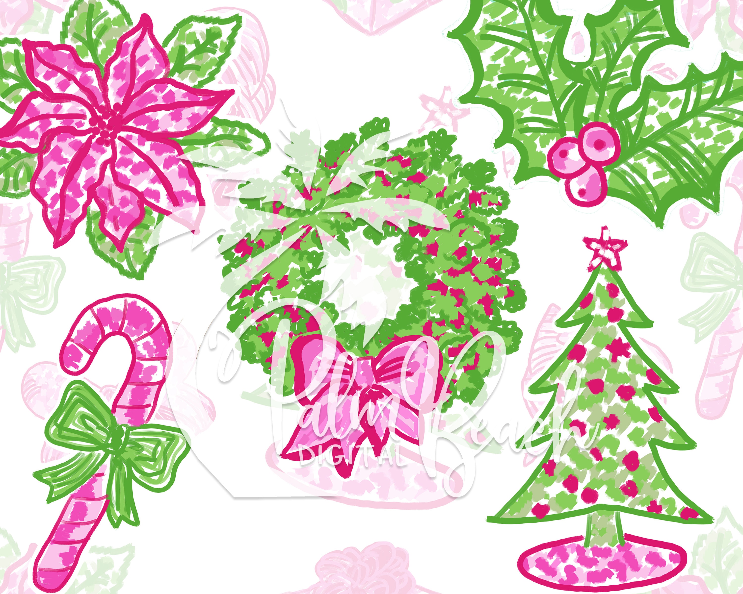 CHRISTMAS. Seamless Digital Paper. Clip Art. Preppy Patterns. | Etsy