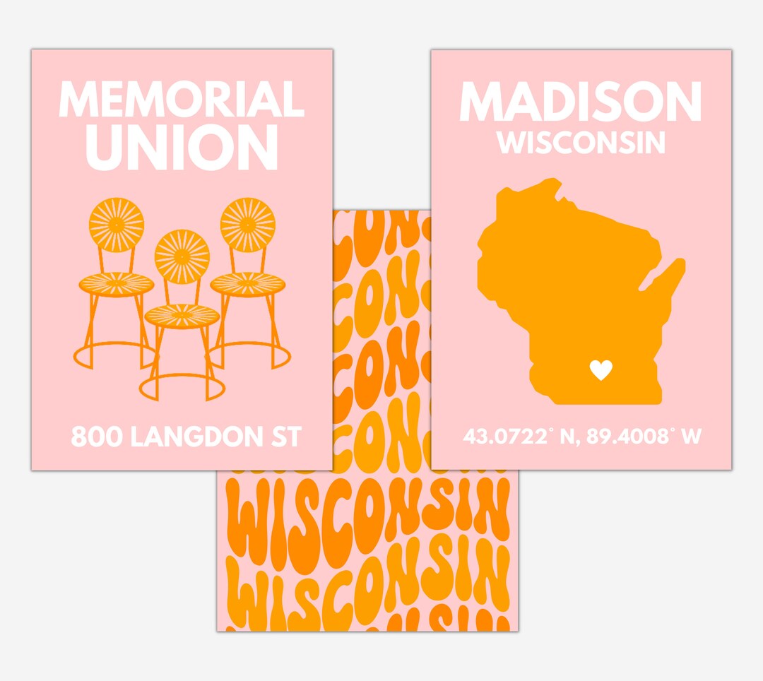 UW Madison Wall Art Decor University of Wisconsin Madison Dorm Room ...