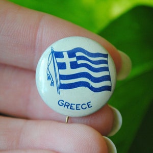 Vintage Greece Flag Pin Back Button - Flags of the World Pinback ...