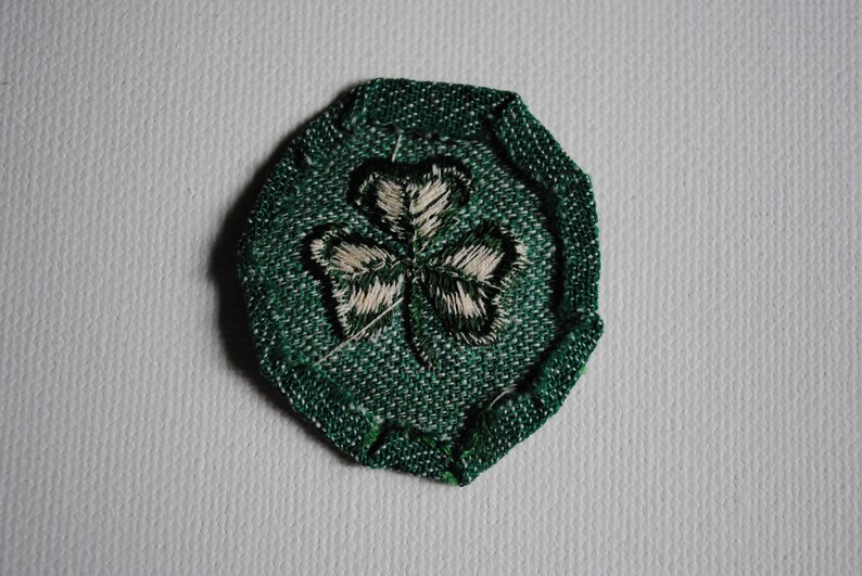 Vintage Girl Scouts Second Class Emblem - Clover - Silver Green Fabric ...