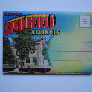 Vintage 1946 Historic Springfield Illinois Fold Out Postcard - Curt ...
