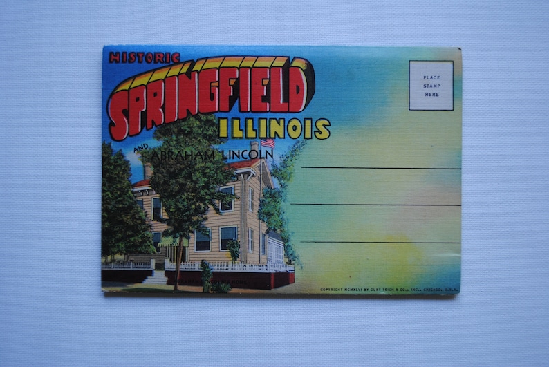 Vintage 1946 Historic Springfield Illinois Fold Out Postcard - Etsy