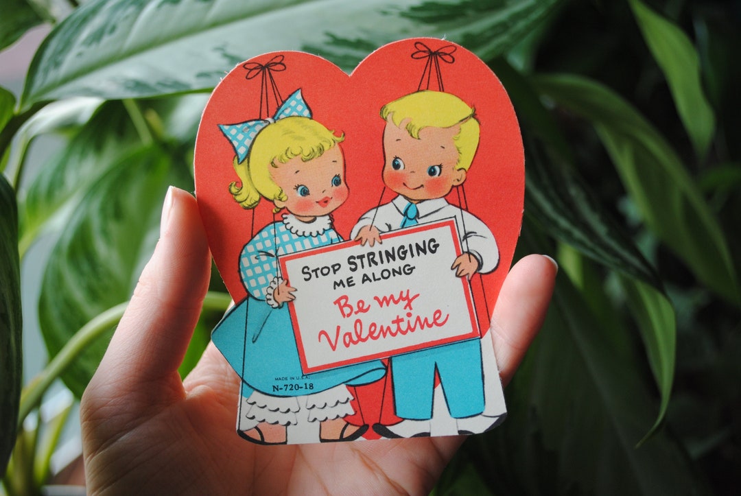 1950's Stop Stringing Me Along Valentine Blonde Boy & Girl Marionette ...