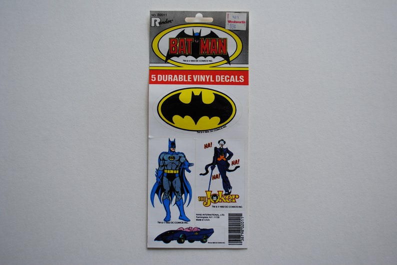 1980's Batman Vinyl Decals Set of Five - Bat Signal - Joker - Batmobile ...