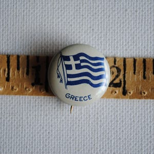 Vintage Greece Flag Pin Back Button - Flags of the World Pinback ...