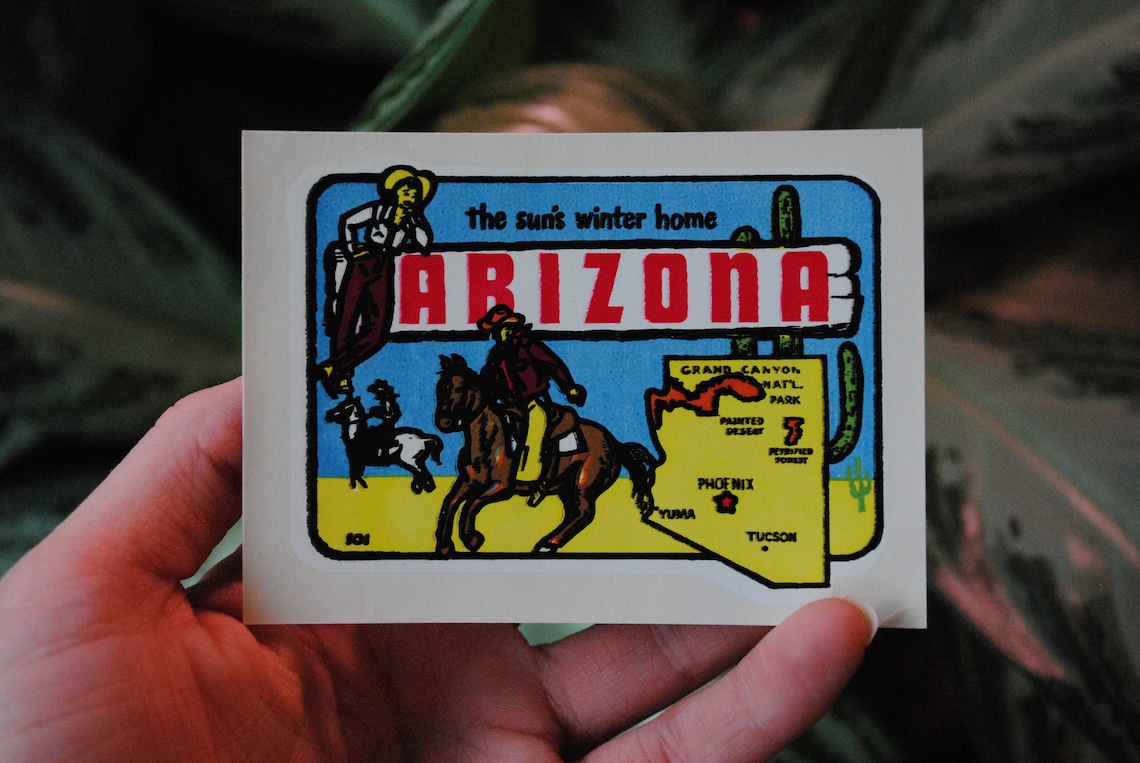Original Arizona State Travel Decal AZ Retro Window | Etsy