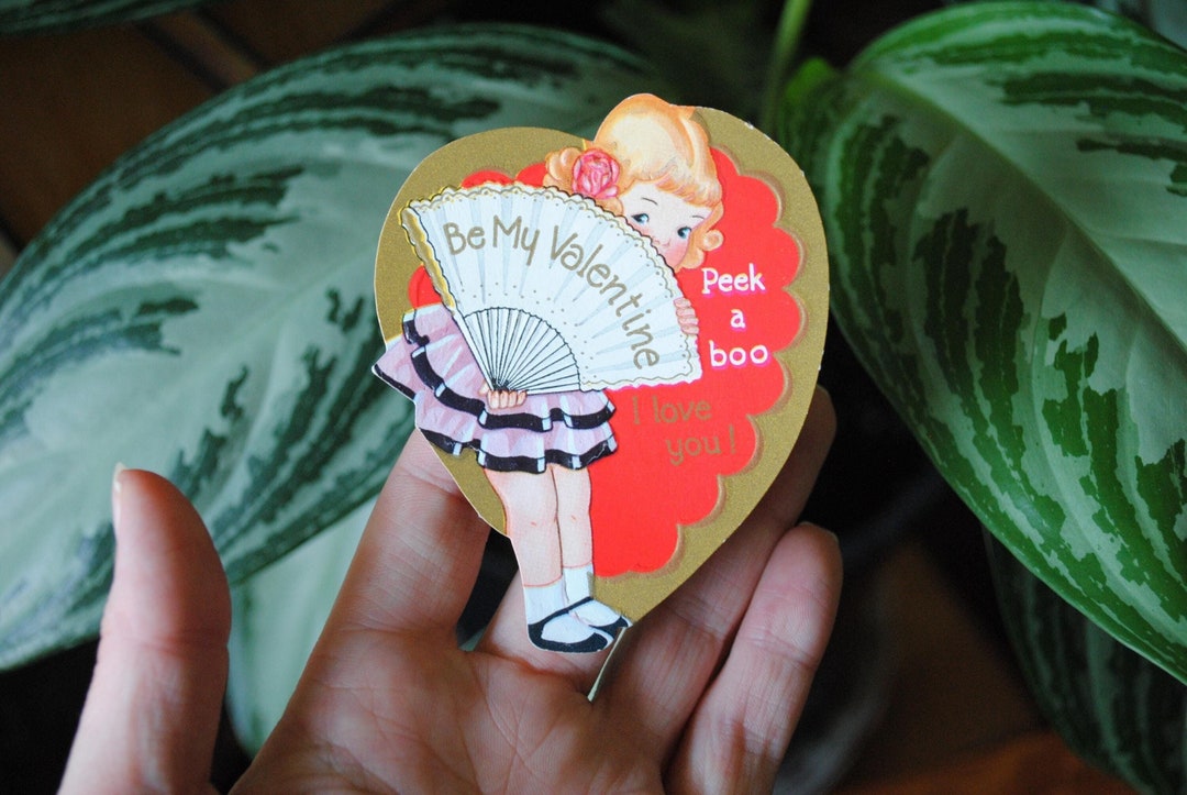 1930's Peek A Boo I Love You Be My Valentine - Blonde Girl With Fan ...
