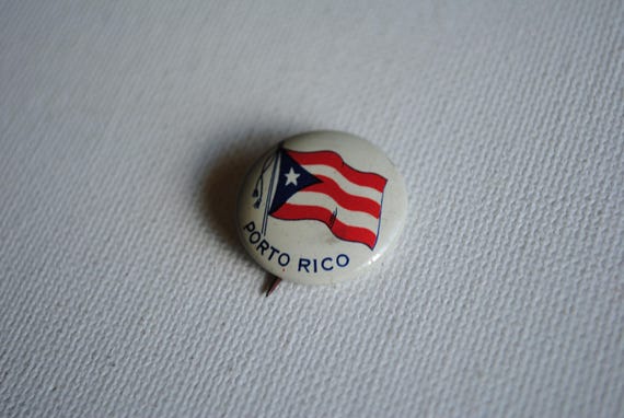 Vintage Porto Rico Flag Pin Back Button - Flags Of Th… - Gem