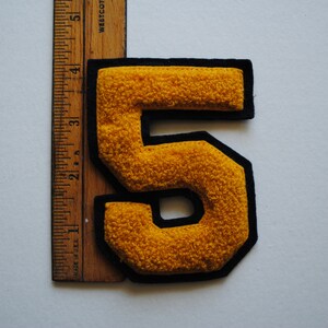 Vintage 5 Patch - Letterman's Jacket Patch - Black and Gold - Chenille ...