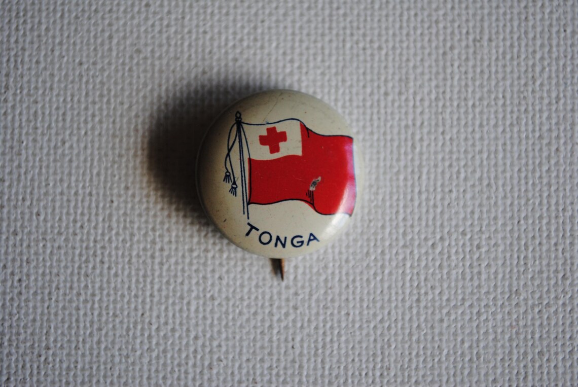 Vintage Tonga Flag Pin Back Button - Flags of the World Pinback - Lapel ...