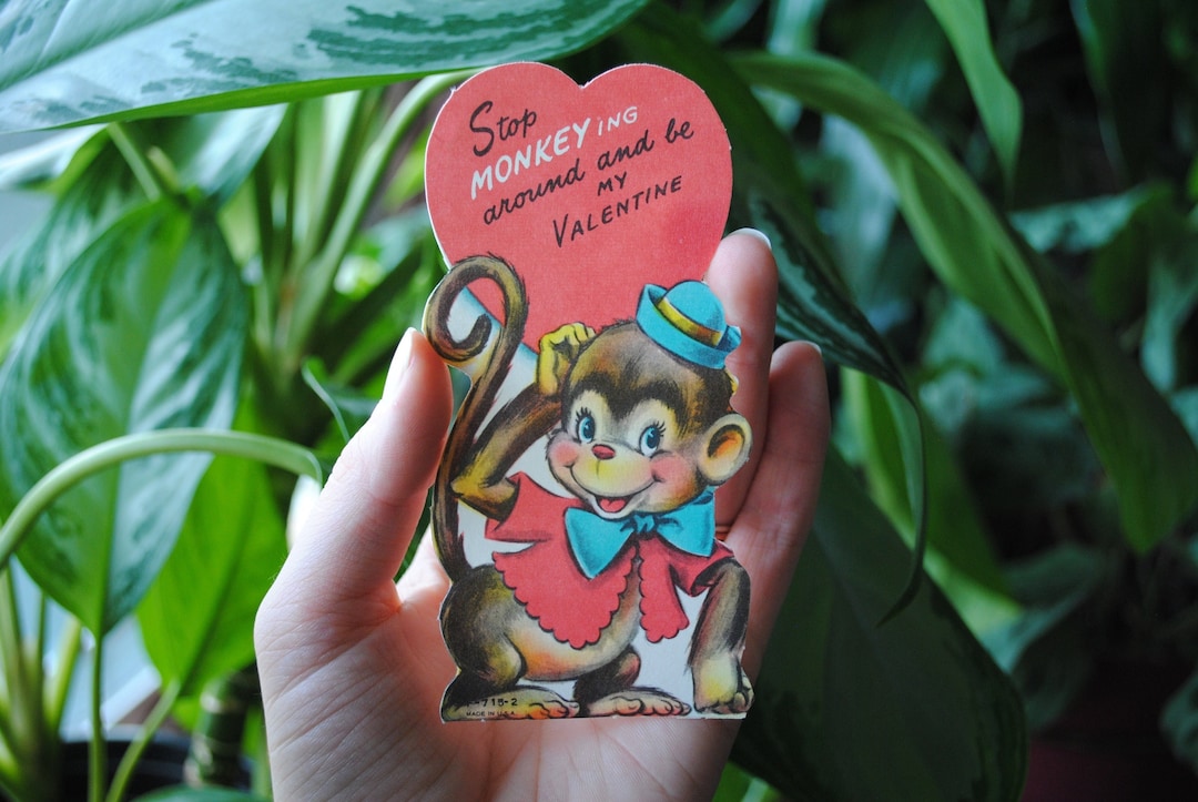 1950's Stop Monkeying Around and Be My Valentine Circus Monkey Made in ...