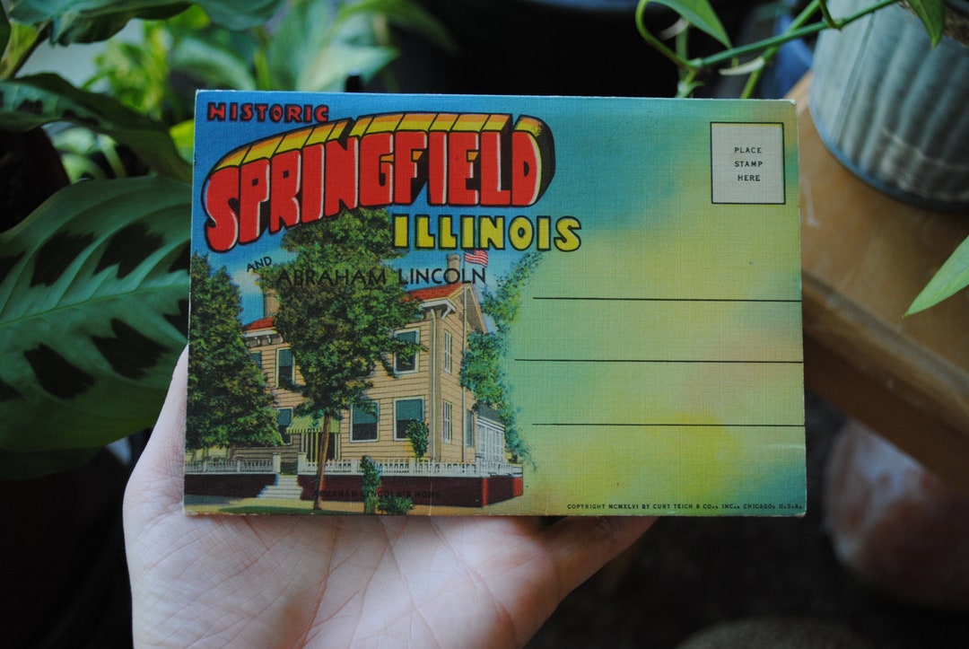 Vintage 1946 Historic Springfield Illinois Fold Out Postcard - Curt ...