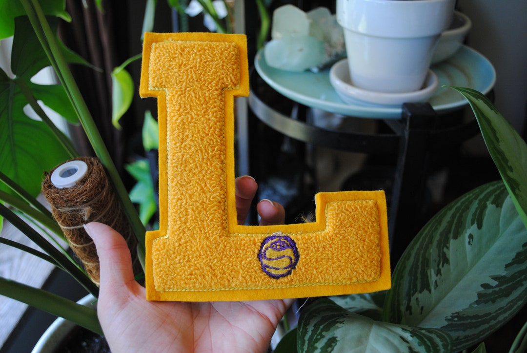 Vintage L Patch Letterman's Jacket Patch Basketball Gold Yellow ...