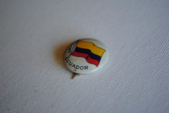 Vintage Ecuador Flag Pin Back Button - Flags Of The W… - Gem