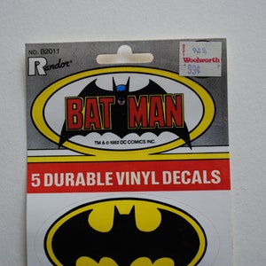 1980's Batman Vinyl Decals Set of Five - Bat Signal - Joker - Batmobile ...