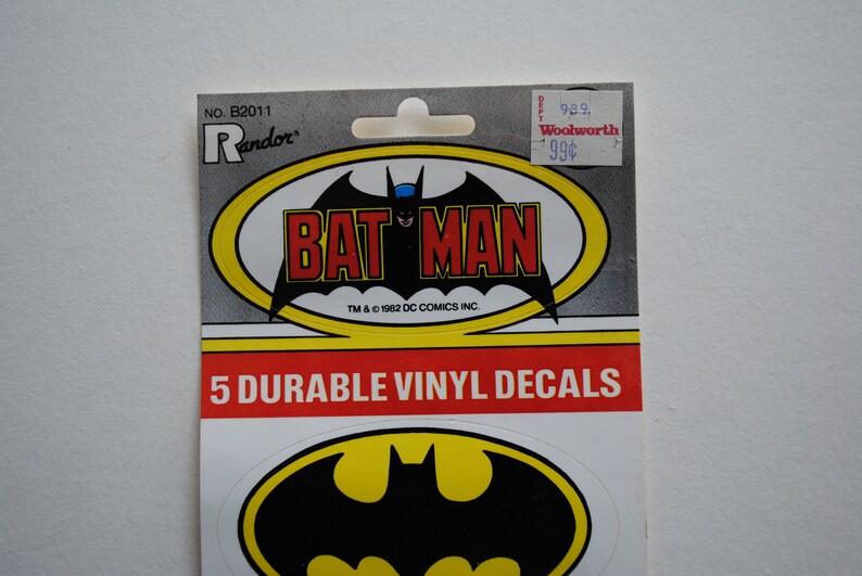 1980's Batman Vinyl Decals Set of Five - Bat Signal - Joker - Batmobile ...