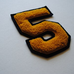 Vintage 5 Patch - Letterman's Jacket Patch - Black and Gold - Chenille ...