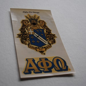 Original Alpha Phi Omega Decal - Fraternal Retro Window Sticker - Crest ...