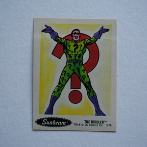 1978 the Riddler Sticker - DC Comics - Batman - Sunbeam - No 14 of 30 ...