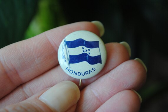 Vintage Honduras Flag Pin Back Button - Flags Of The … - Gem