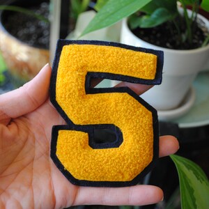 Vintage 5 Patch - Letterman's Jacket Patch - Black and Gold - Chenille ...